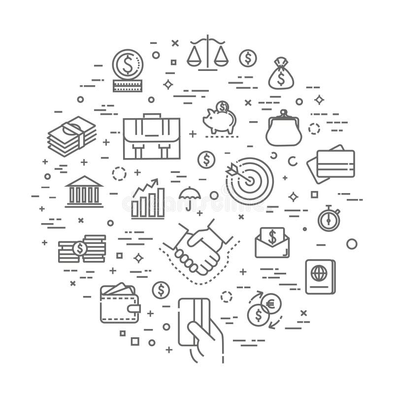 Finance Concept Illustration, Line Design Vector Template Stock Vector ...