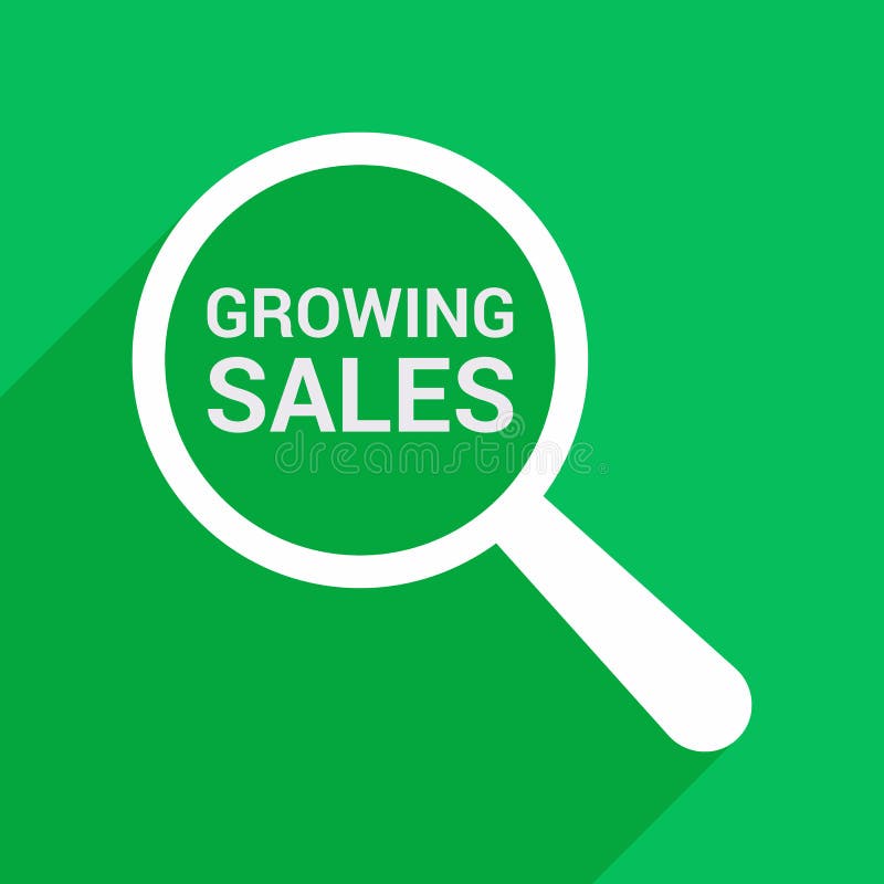 Finance Concept: Magnifying Optical Glass with Words Growing Sales ...