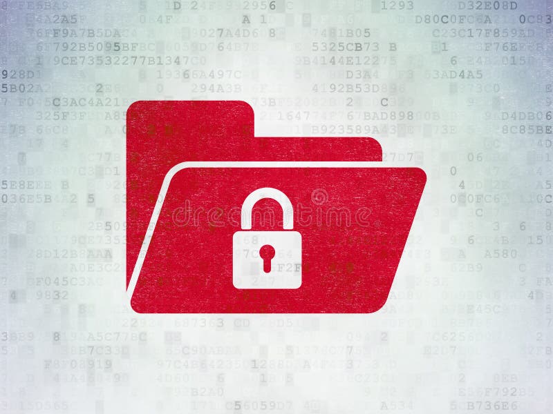 Finance Concept: Folder with Lock on Digital Data Paper Background ...