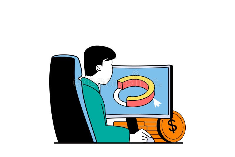 Finance Concept with People Scene in Flat Web Design. Vector ...