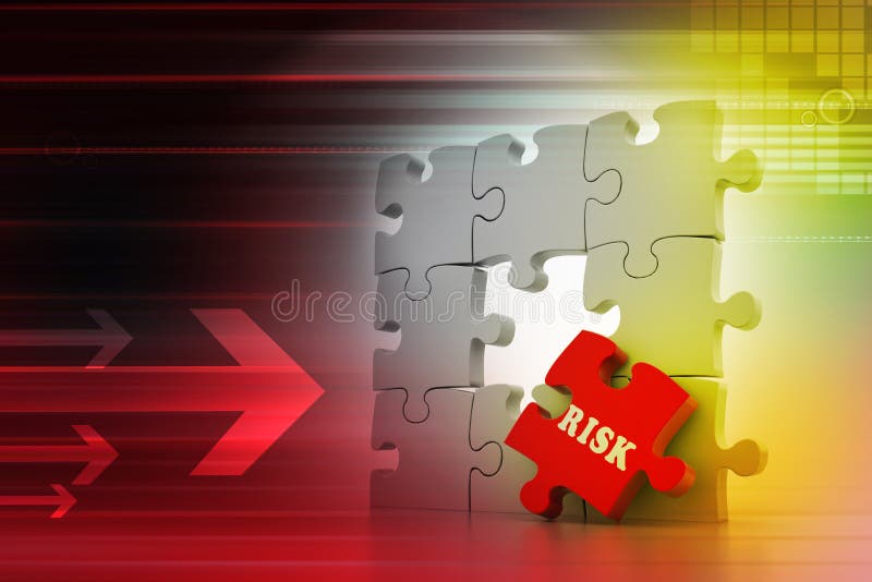 Risk on red puzzle piece stock illustration. Illustration of marketing ...