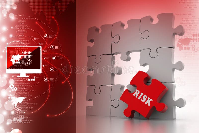 Risk on red puzzle piece stock illustration. Illustration of marketing ...
