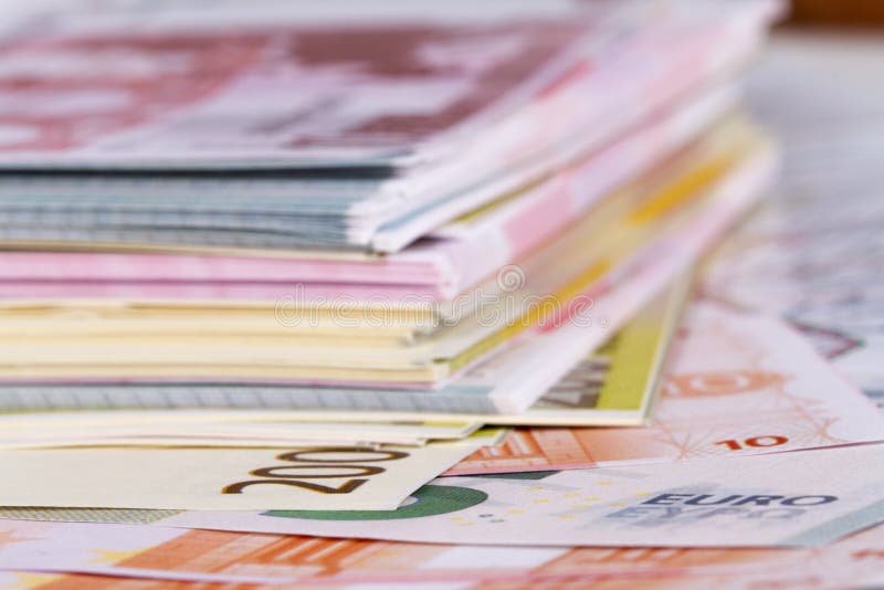 Stack of Euro Banknotes stock photo. Image of close - 103463384