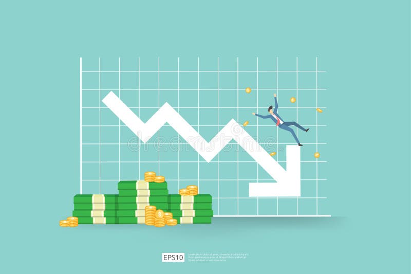 Concept Decrease Colum Chart with Fall Arrow Stock Vector - Illustration of analytics, economic ...