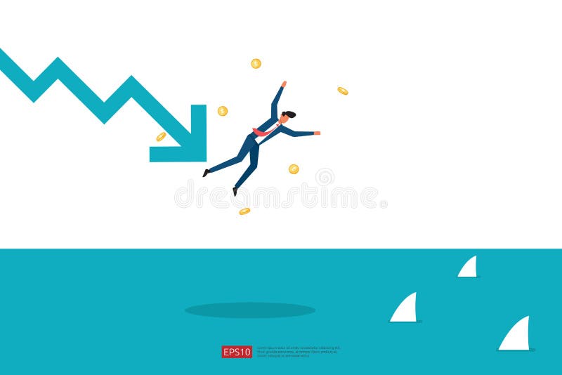 Concept Decrease Colum Chart with Fall Arrow Stock Vector - Illustration of analytics, economic ...