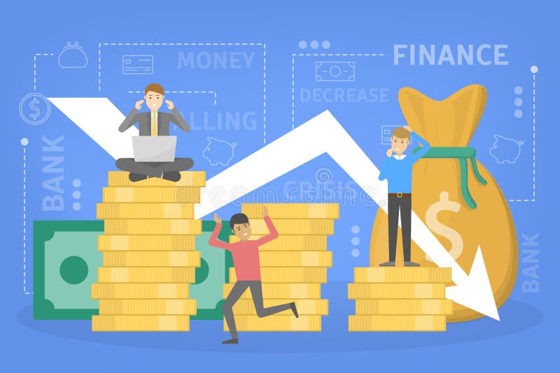 Finance Crisis with Falling Down Graph and Money Decrease Stock Vector ...