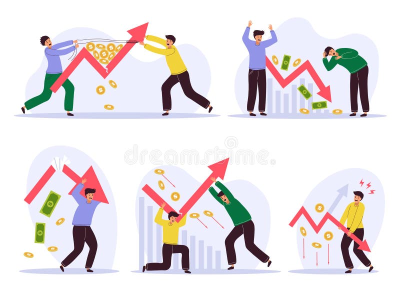 Finance Crisis. People Scary from Bad Graph Business Statistics Finance ...