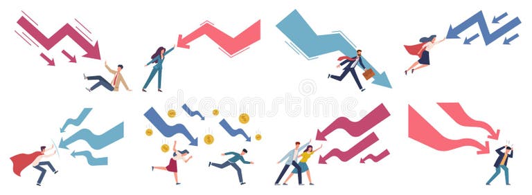 Finance Decrease and Crisis Graph. Falling Down Business Chart Panic ...