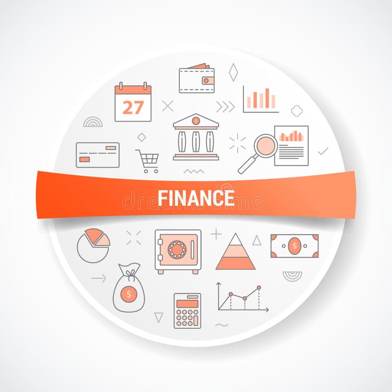 Finance or Financial with Icon Concept with Round or Circle Shape Stock ...