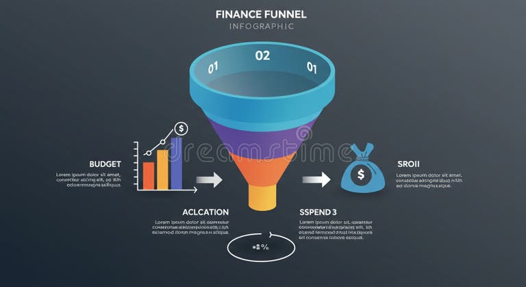Finance Funnel Infographic Illustrating a Process with a Multicolored ...