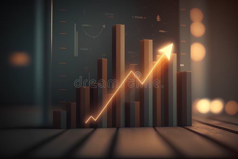 Finance Graph on Abstract Dark Background. 3d Rendering Toned Image ...
