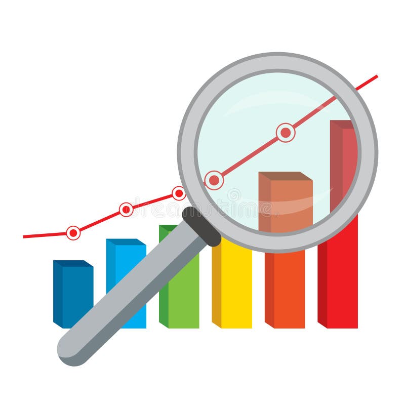 Finance Graph and Magnifying Glass. Stock Vector - Illustration of lens ... Finance Graph and Magnifying Glass. Stock Vector - Illustration of lens ...