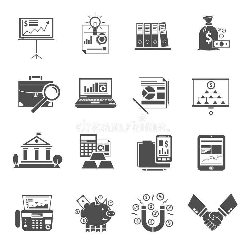 Finance Icon Black Set stock vector. Illustration of credit - 55524465