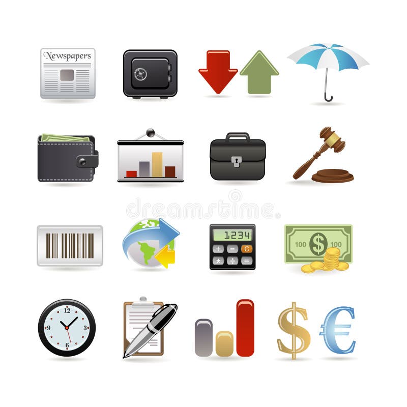 Finance icon set stock vector. Illustration of euro, contract - 13409651