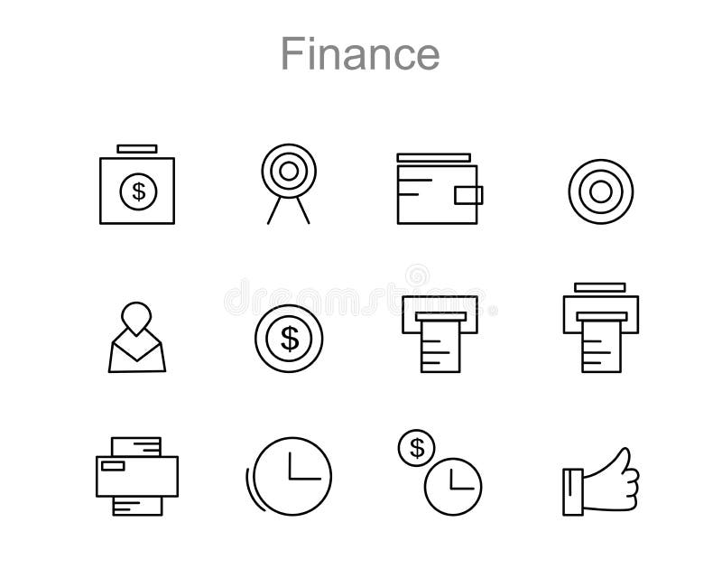 Finance Icon Set Bundle with Line Style Vector Stock Vector ...