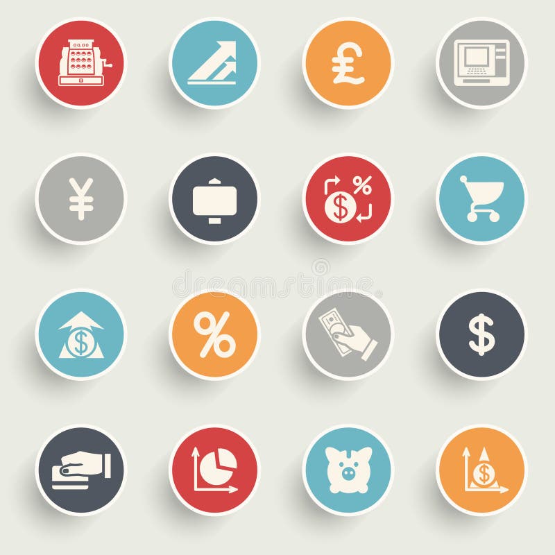 Finance Icons on Gray Buttons. Stock Vector - Illustration of invest ...