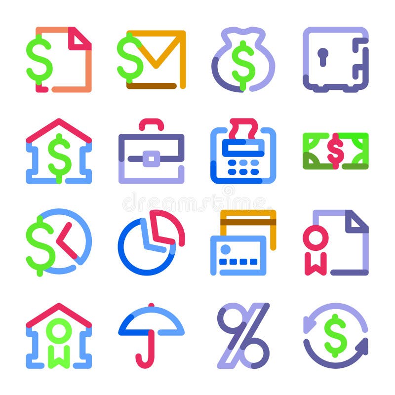 Color Contour Web Icons, 20 Stock Vector - Illustration of internet ...