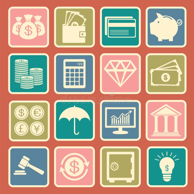 Finance icons stock vector. Illustration of graph, card - 43062429
