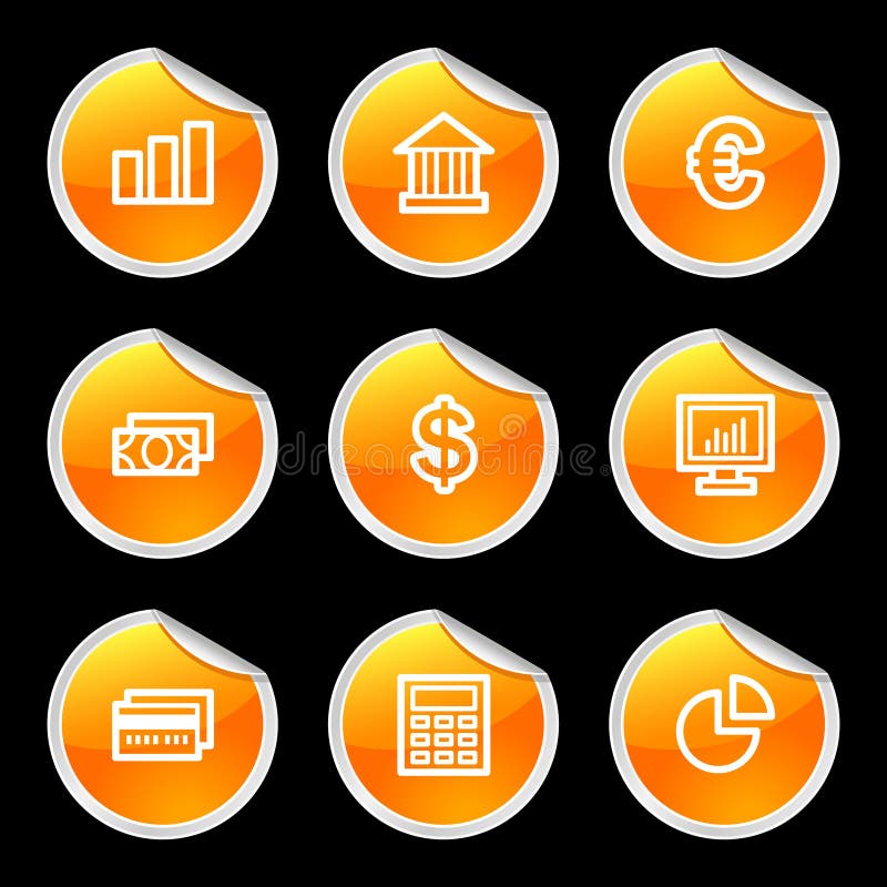 Finance Icons, Orange Circle S Stock Vector - Illustration of chart ...