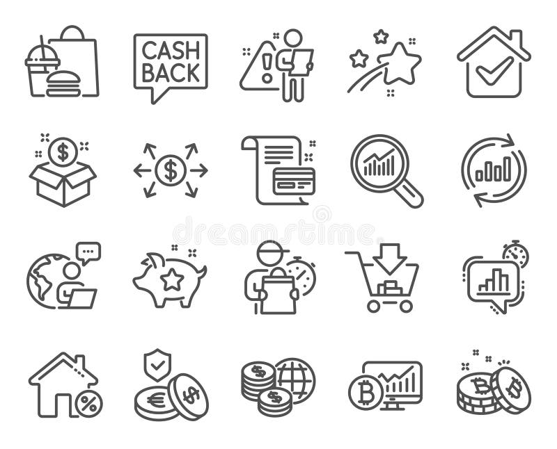 Finance Icons Set. Included Icon As Loan House, Update Data, Shopping ...