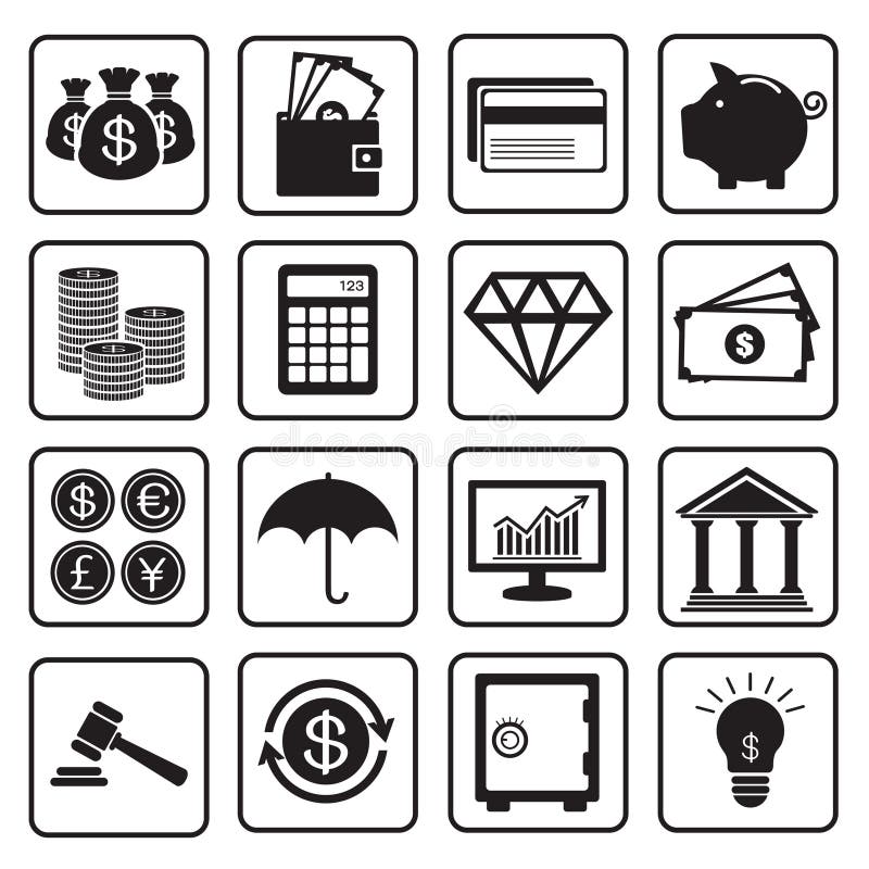 Finance icons stock vector. Illustration of banking, icon - 43062439