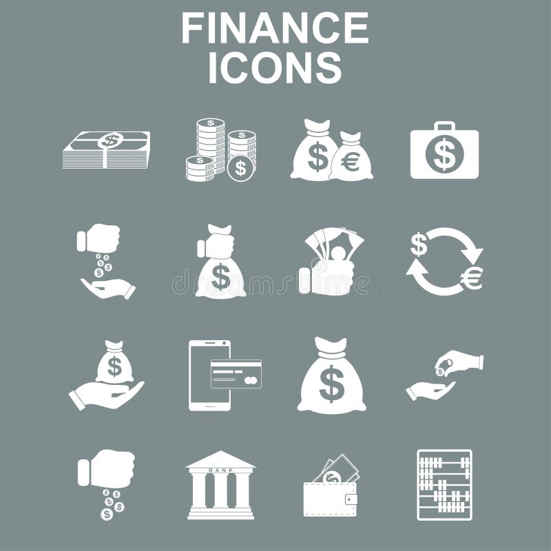 Finance icons set stock illustration. Illustration of calculator - 89596422