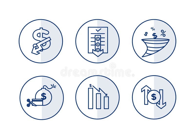 Finance Icons Set. Vector Illustration of Devaluation, Default. the ...