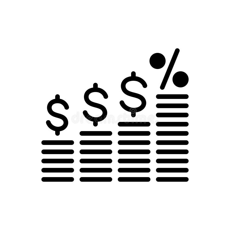 Black Solid Icon for Finance Interest, Improvement and Investment Stock ...