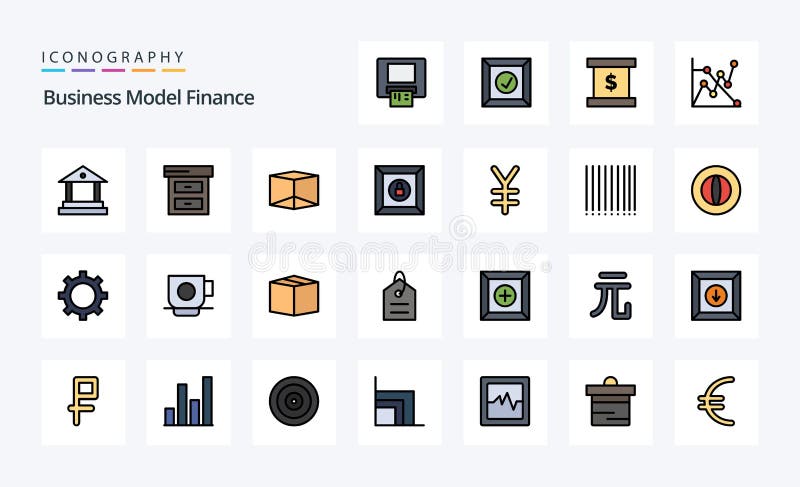 25 Finance Line Filled Style Icon Pack Stock Vector - Illustration of ...