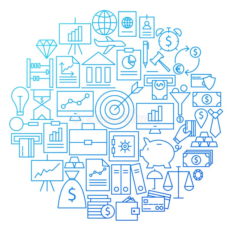 Finance Line Icon Circle Design Stock Vector - Illustration of gold ...