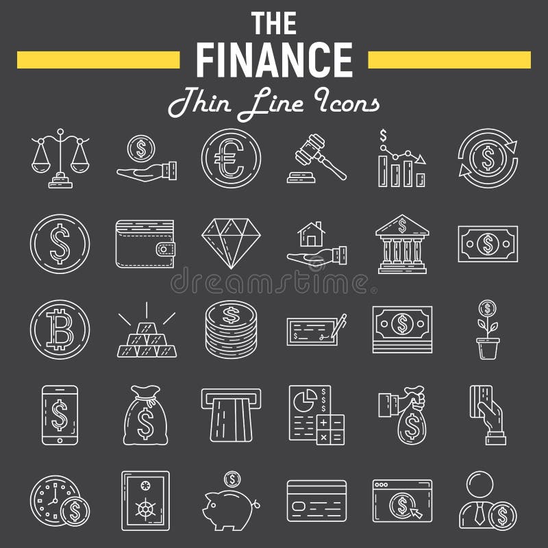 Finance Line Icon Set, Business Symbols Collection Stock Vector ... Finance Line Icon Set, Business Symbols Collection Stock Vector ...