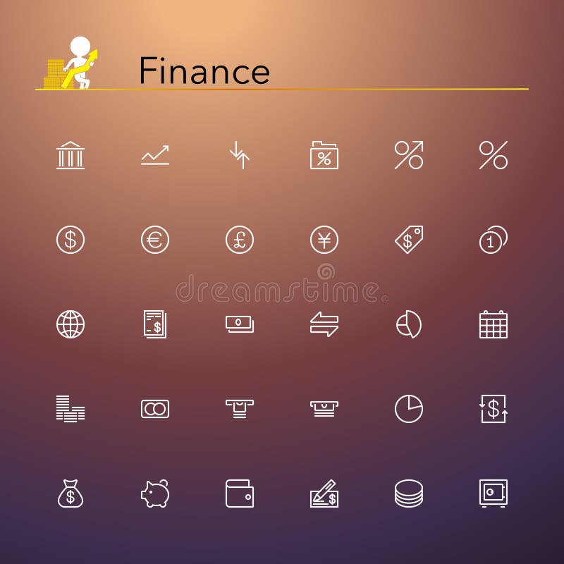 Finance Line Icon Set, Money Symbols Collection, Vector Sketches, Logo ...