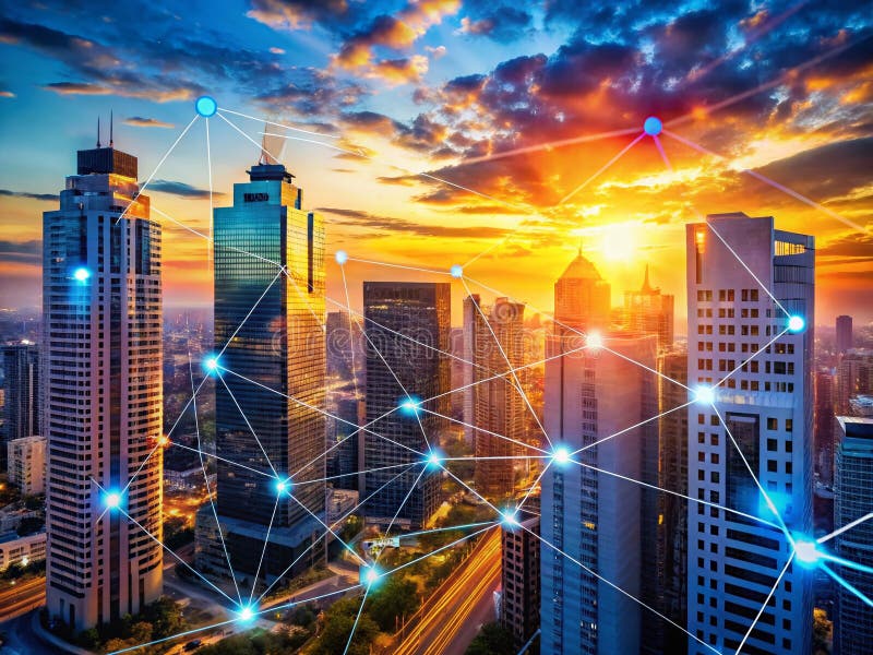 Finance Microservices Architecture a Futuristic Skyline Visualization ...