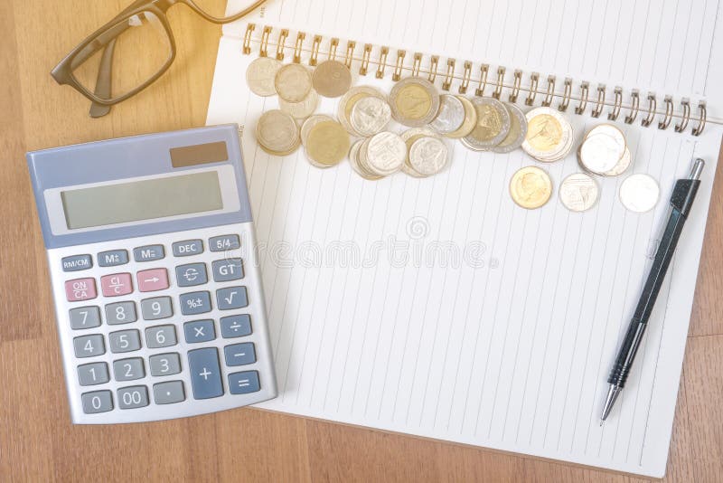 A Finance Money, Calculator Notes, Calculator Top View with Copy Stock ...