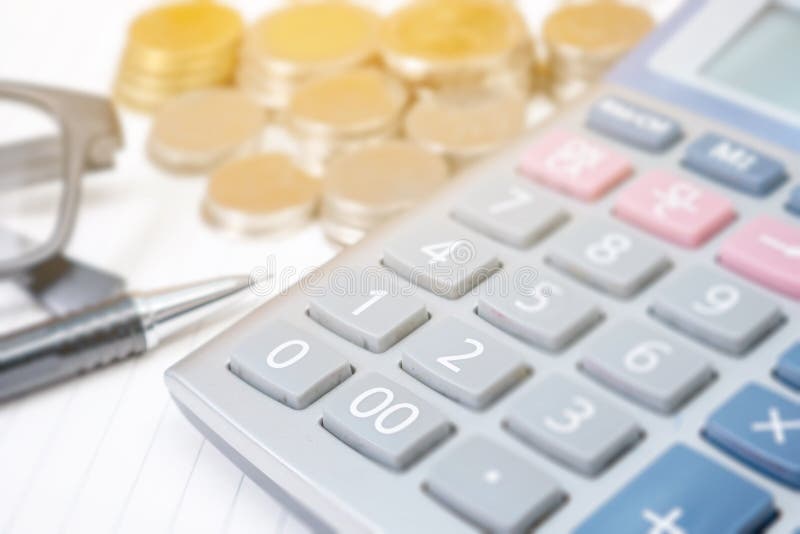 A Finance Money, Calculator Notes, Calculator Top View with Copy Stock ...