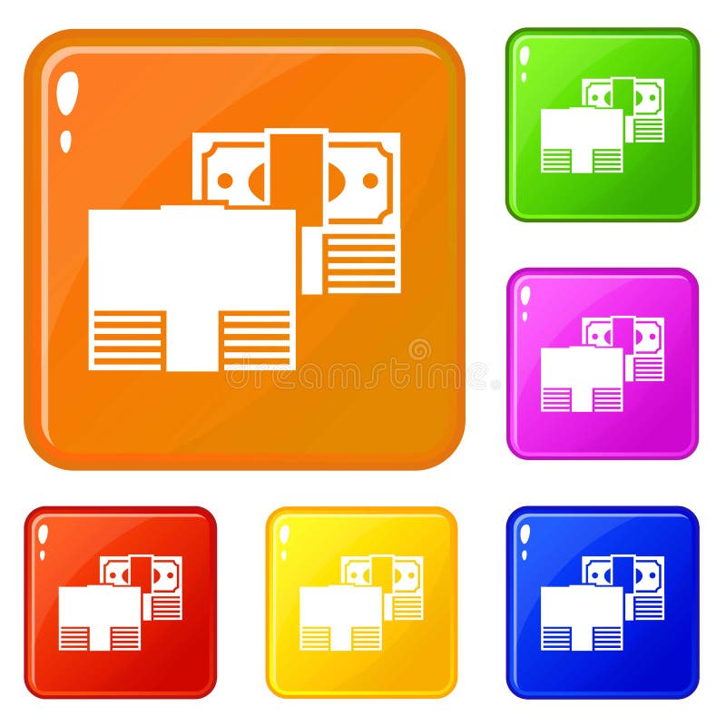 Finance Money Icons Set Vector Color Stock Vector - Illustration of ...