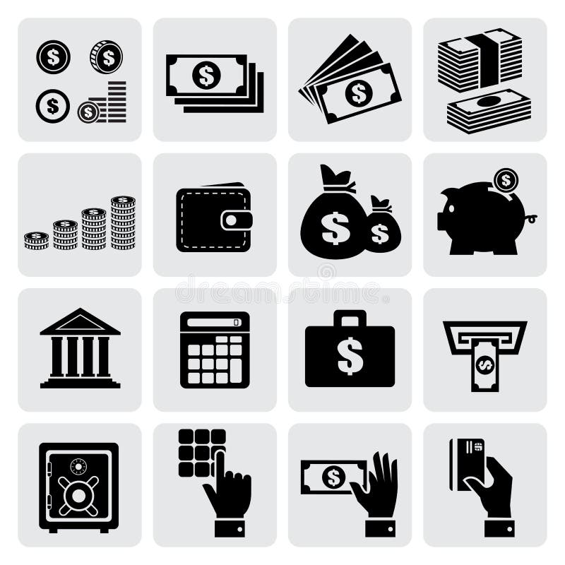 Finance and Money Icons Set Stock Vector - Illustration of banking ...