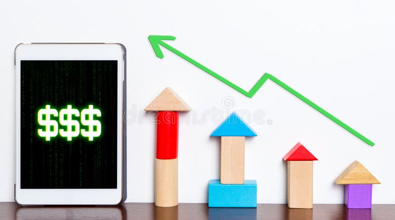Finance Money Rising Graph Tablet Stock Image - Image of blank, finance ...