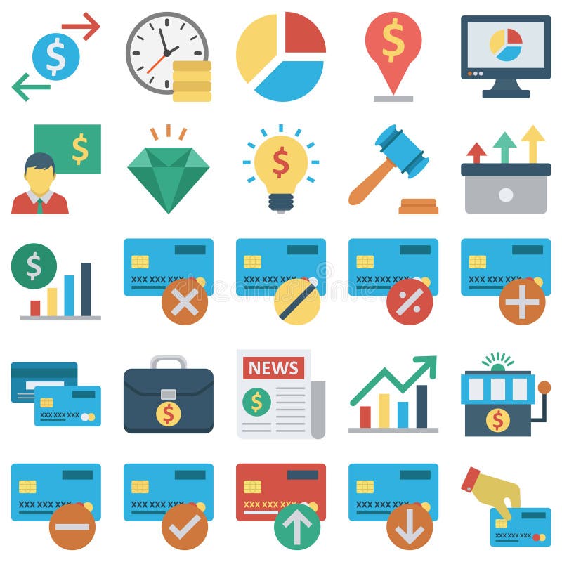 Finance and Payments Color Vector Icons Set Every Single Icon Can Be ...