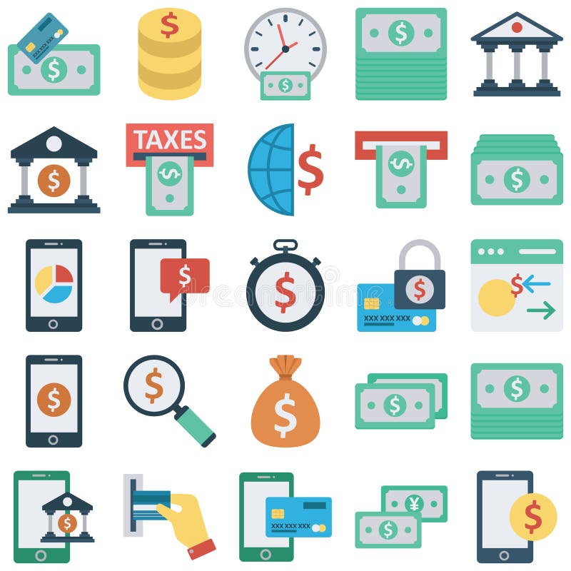 Finance and Payments Color Vector Icons Set Every Single Icon Can Be ...