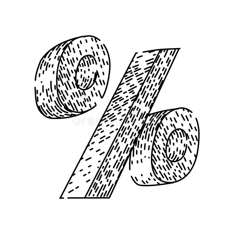 Finance Percentage Sign Sketch Hand Drawn Vector Stock Illustration - Illustration of increase ...