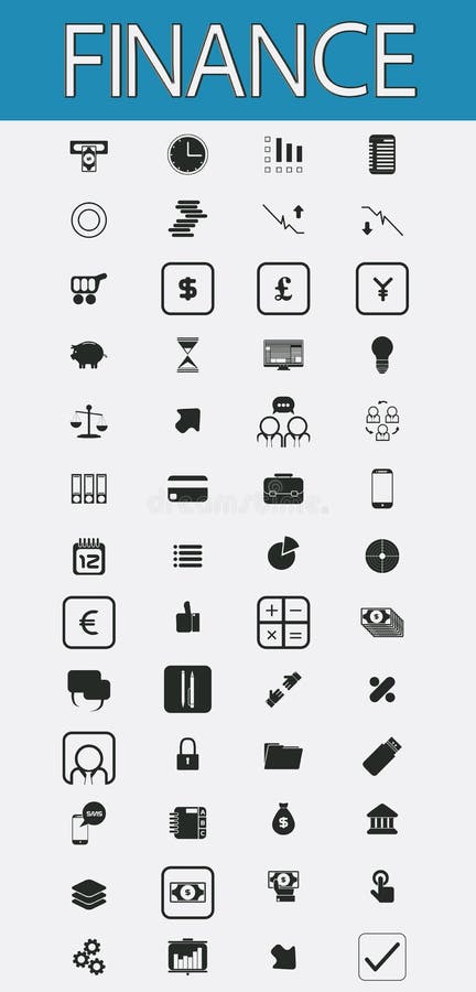 Finance pictograms set stock vector. Illustration of euro - 35540158