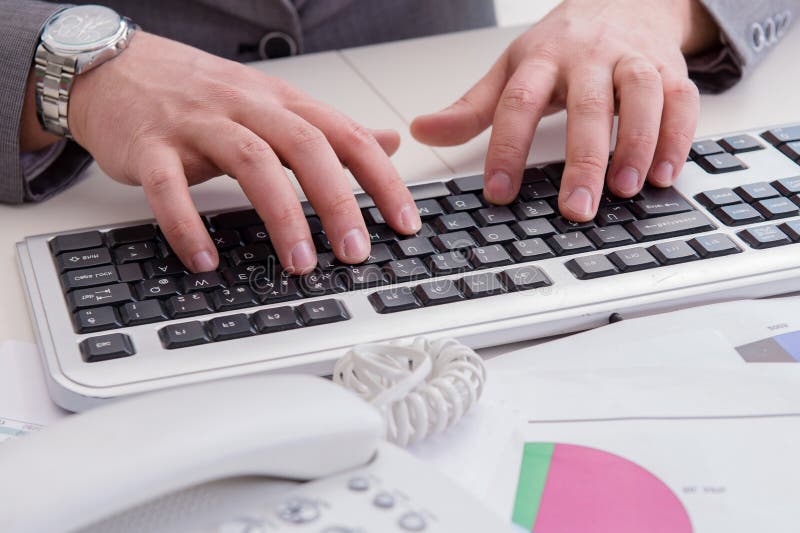 Working on Keyboard with Blue Tint Stock Image - Image of macro ...