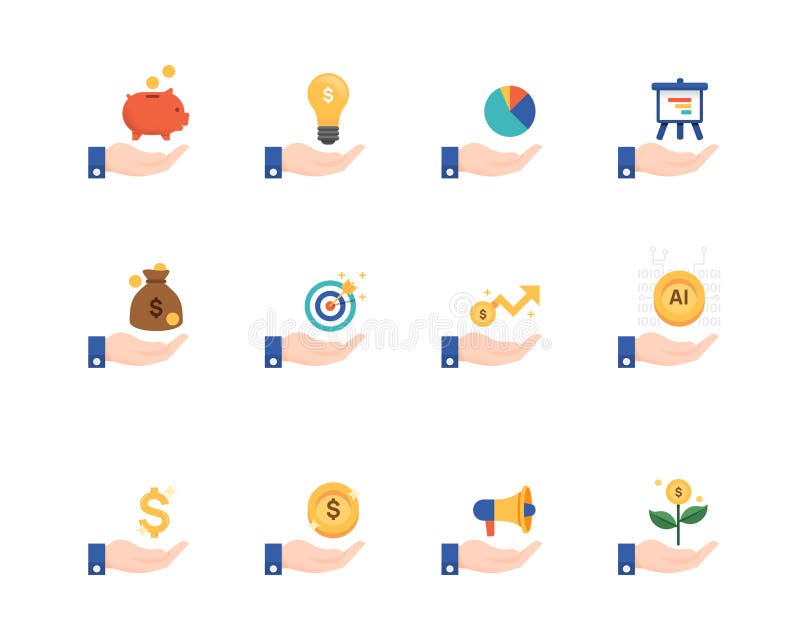 Finance Saving Flat Icons Collection. Business Symbol Icon Set. for Web ...
