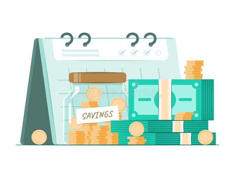 Cash Money, Savings Pot and Calendar for Savings and Financial ...