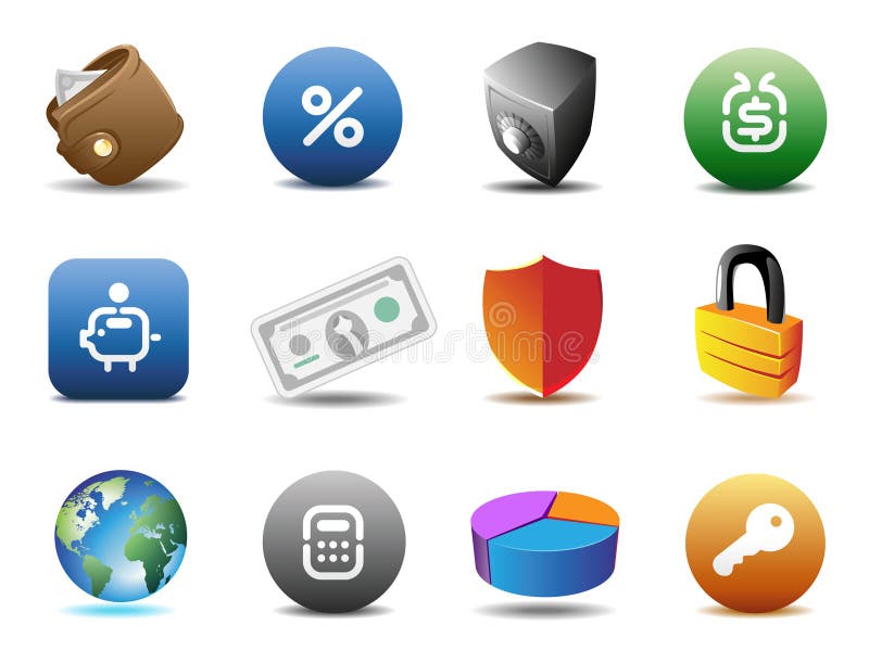 Finance and security icons stock vector. Illustration of brown - 11352971