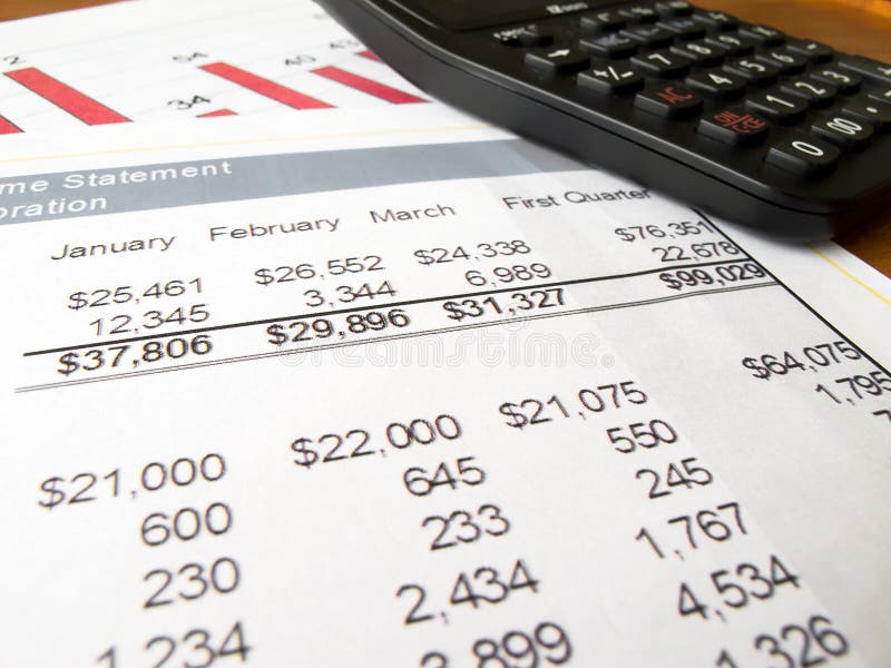 Finance Statement Data with Calculator Stock Photo - Image of ballpoint ...