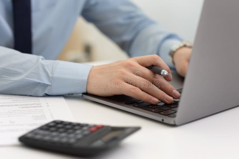 Student Taking Notes on PC. Stock Image - Image of clean, document ...