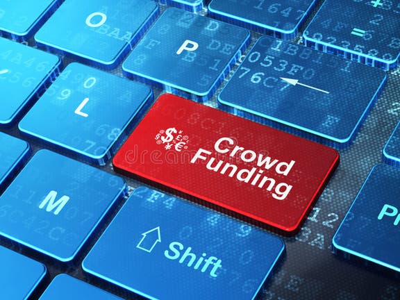 Finance Symbol and Crowd Funding on Computer Stock Illustration ...