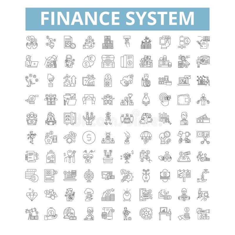 Finance System Icons, Line Symbols, Web Signs, Vector Set, Isolated ...